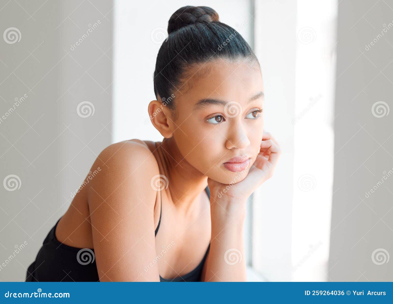 Falling into a State of Greyness and Numbness. Studio Shot of a Young ...