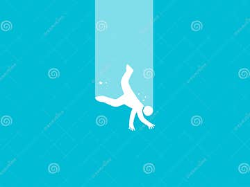 A Falling Stickman on a Blue Background. Isolated Vector Illustration ...