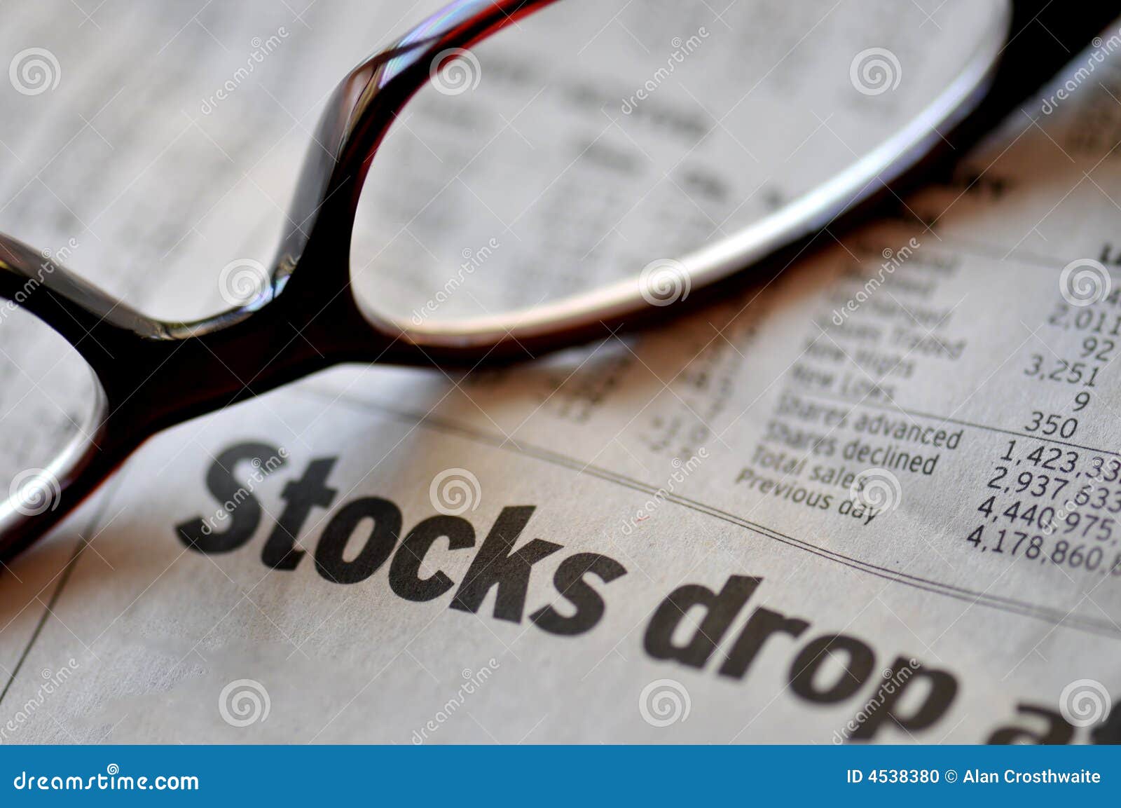 Falling Stock Market stock photo. Image of newspaper, business - 4538380