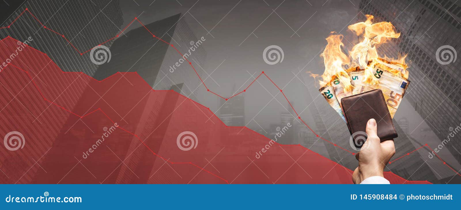 Falling Stock Prices â€“ Burning Euro Bills in Front of a Declining ...
