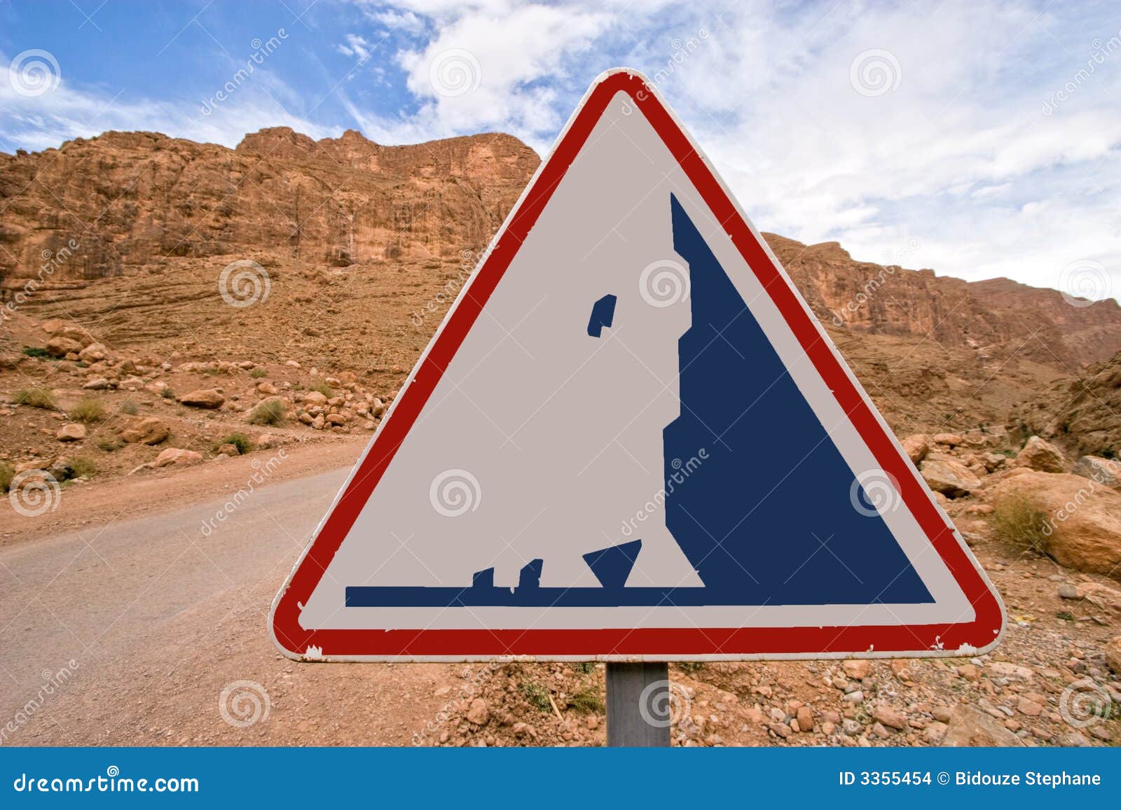 Falling stone sign stock photo. Image of warning, sign - 3355454