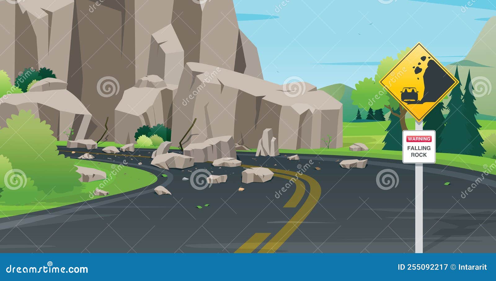 Falling Stone Warning Sign. Stock Vector - Illustration of disaster ...