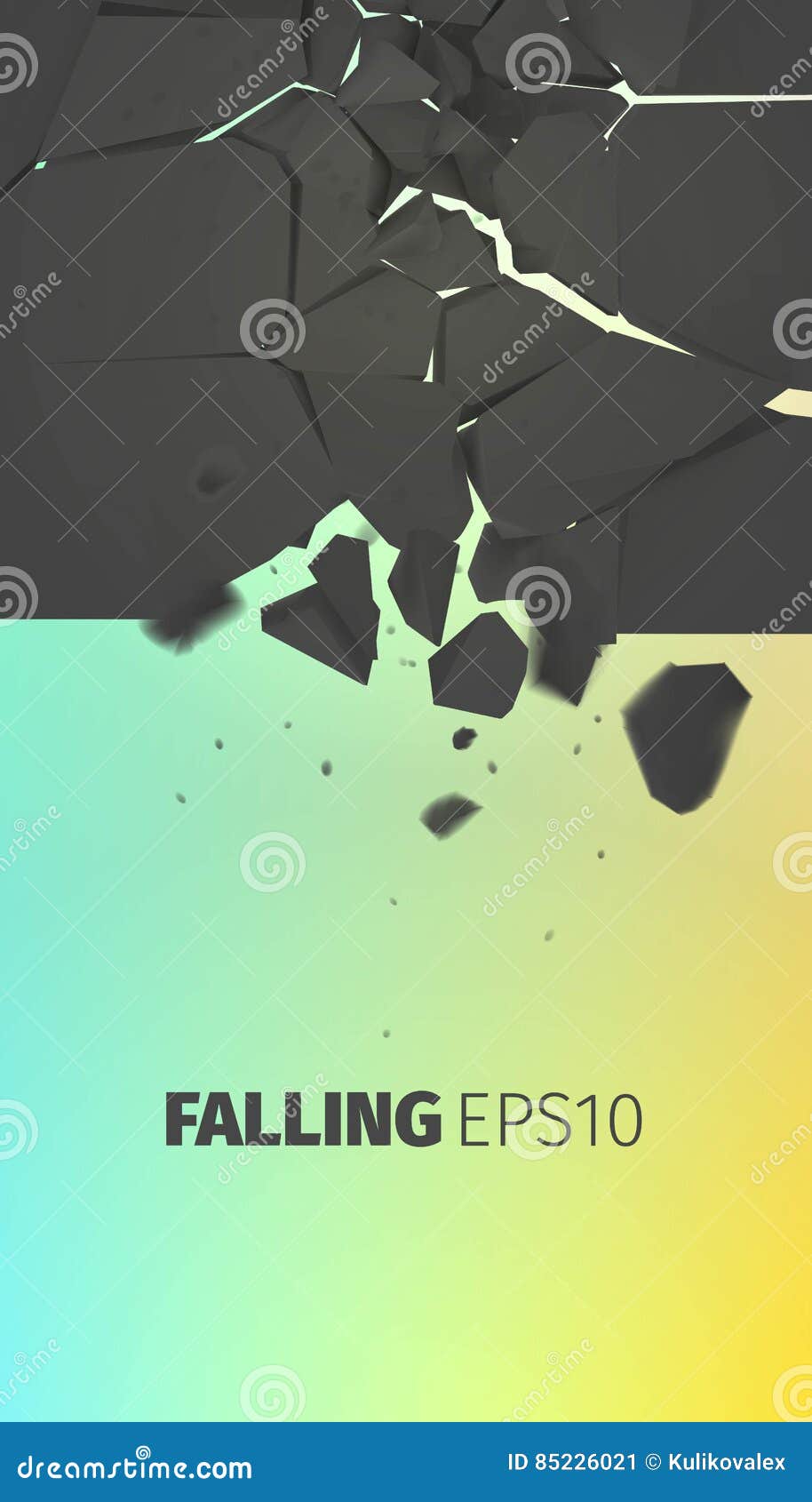 Falling Stones Banner. Cracked Black Rock Explode Stock Image - Image ...
