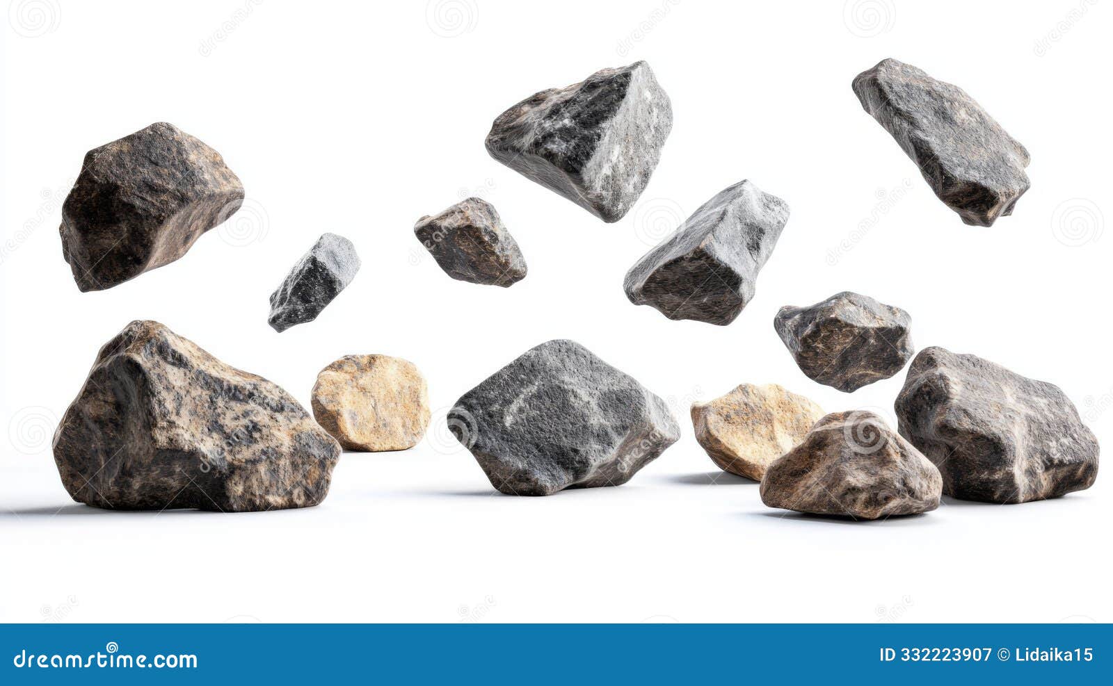 Falling Stones on White Background Stock Illustration - Illustration of ...