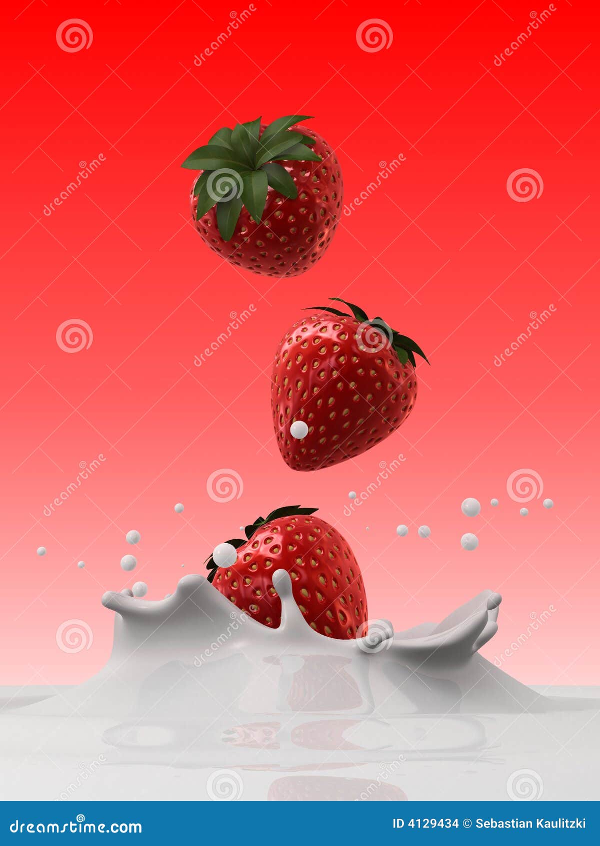 Falling strawberries stock illustration. Illustration of product - 4129434
