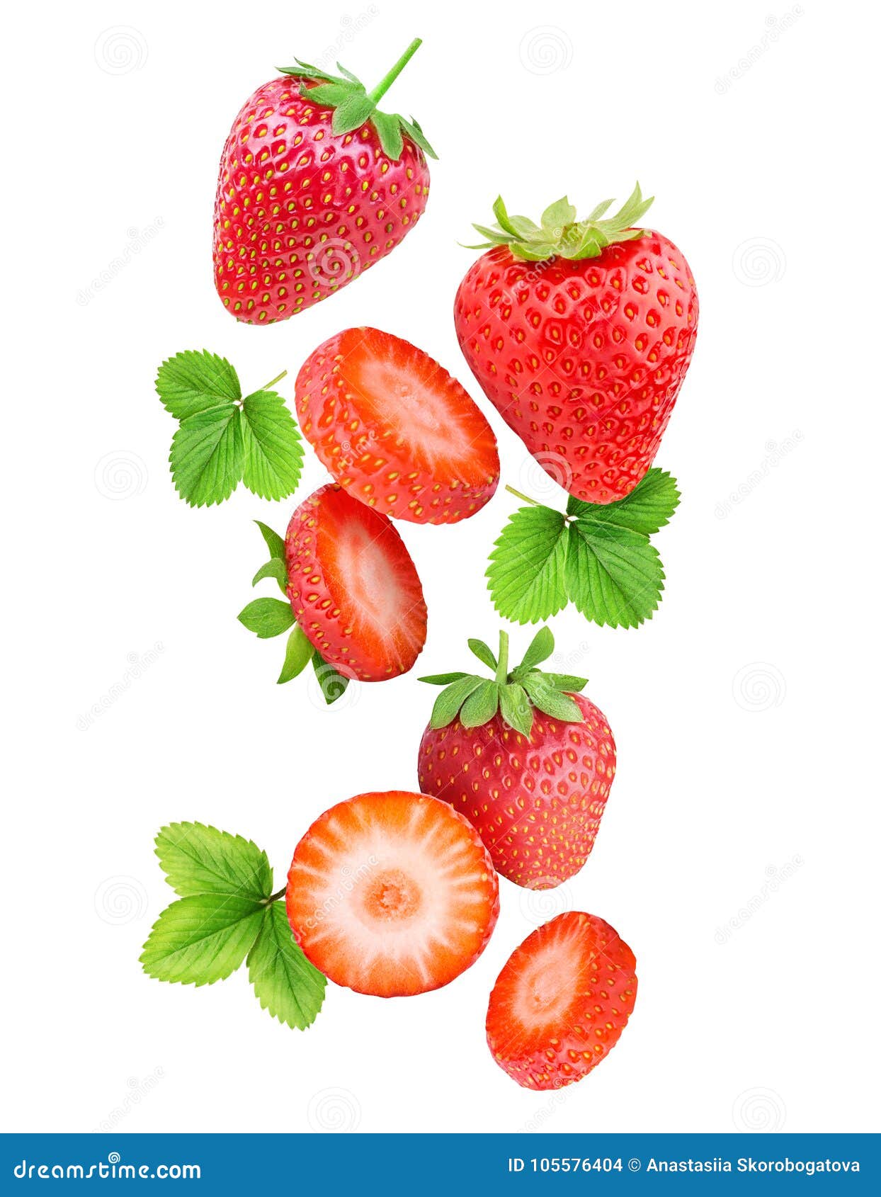 Falling Strawberries Isolated on White Background Stock Photo - Image ...