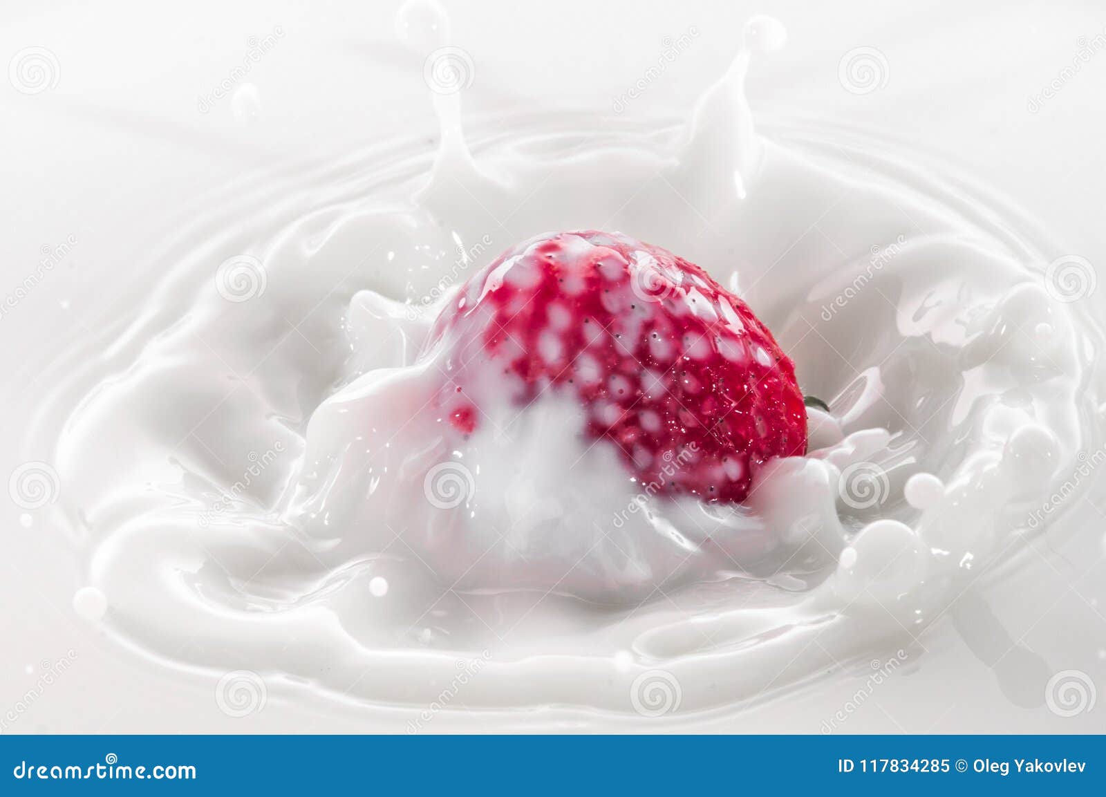 Falling Strawberry into Milk Stock Image - Image of berry, breakfast ...