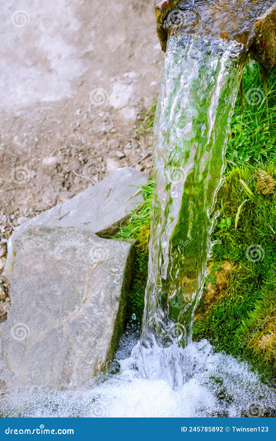 Falling Stream of Fresh Clean Spring Water. Energy of Nature Stock ...