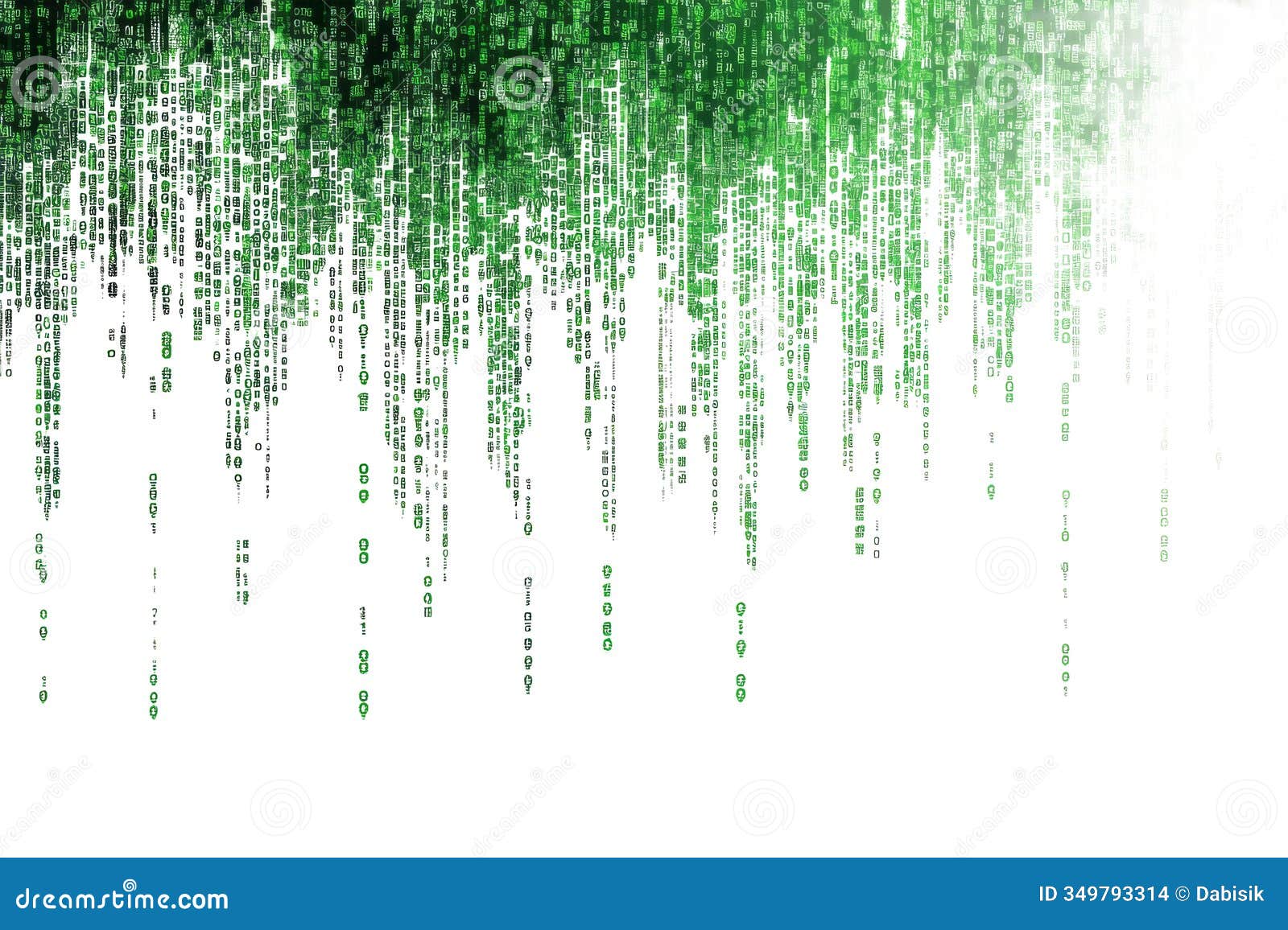 Streaming Lines of Green Binary Code on White Background Stock Photo - Image of matrix ...