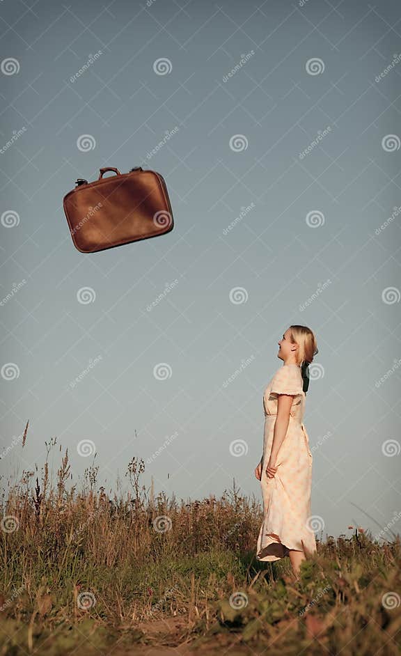Falling suitcase stock image. Image of leather, people - 10846565