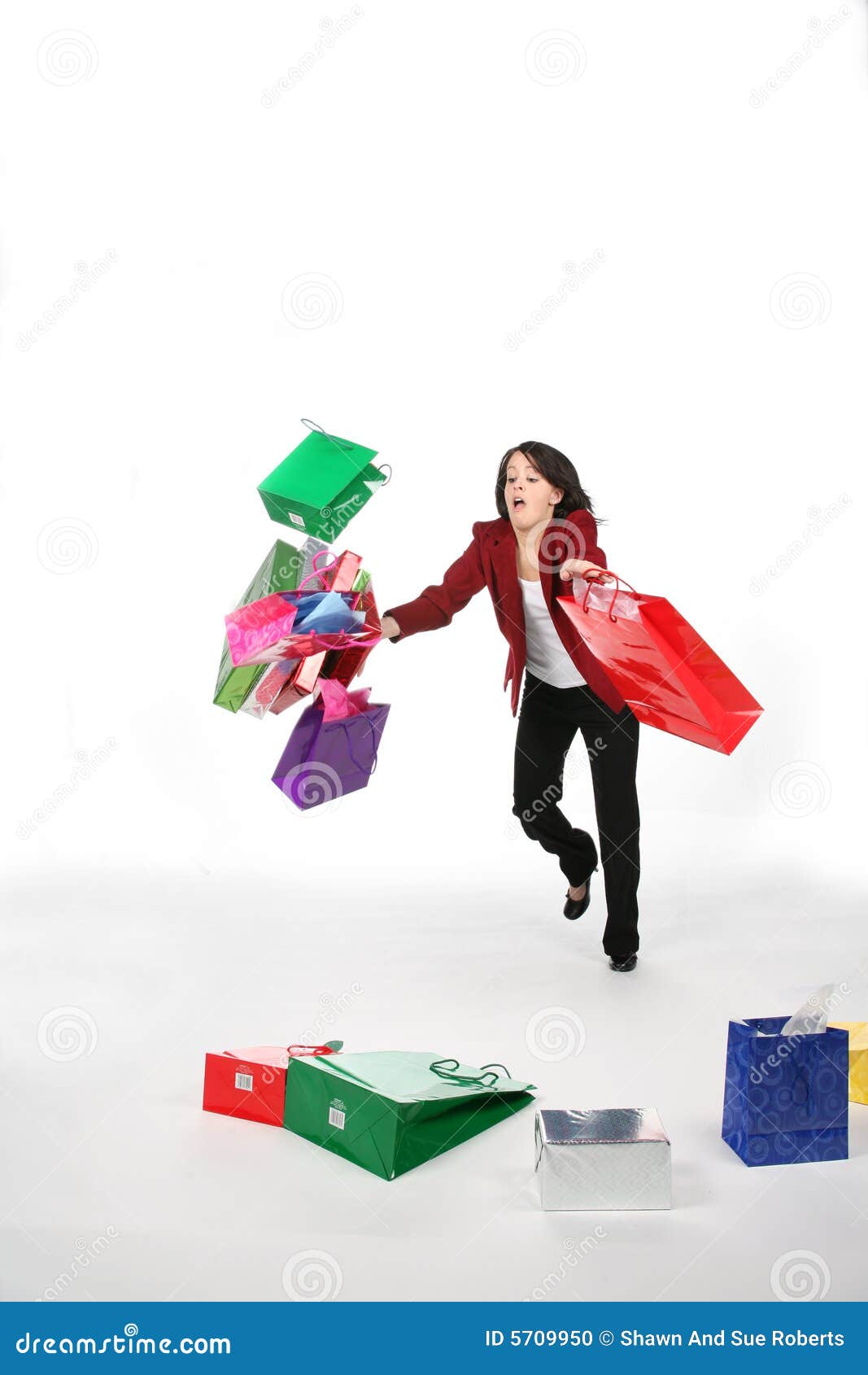 Falling Teen with Shopping Bags Stock Photo - Image of pretty, bags ...