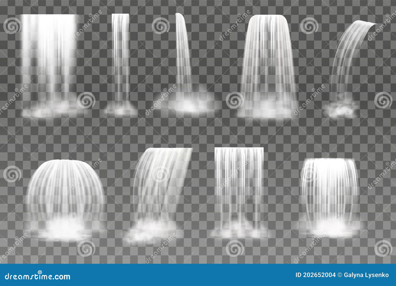 Transparent Waterfall Vector. Abstract Falling Water Texture. Nature Or ...