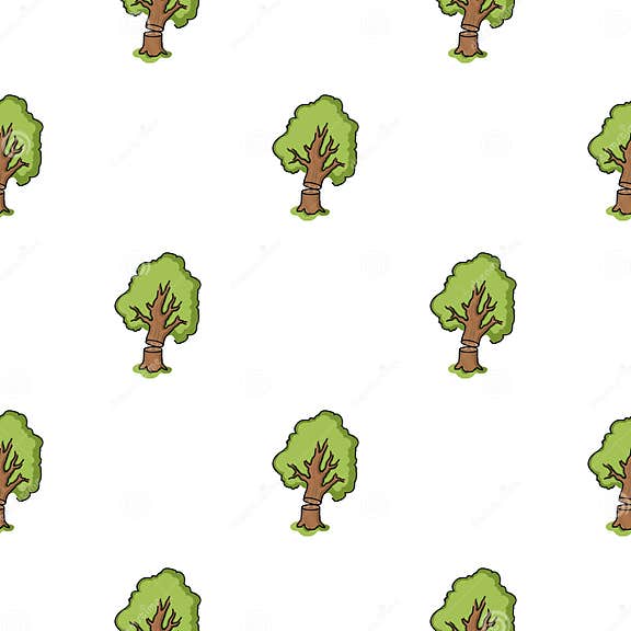 Falling Tree Icon in Cartoon Style on White Background. Sawmill and ...