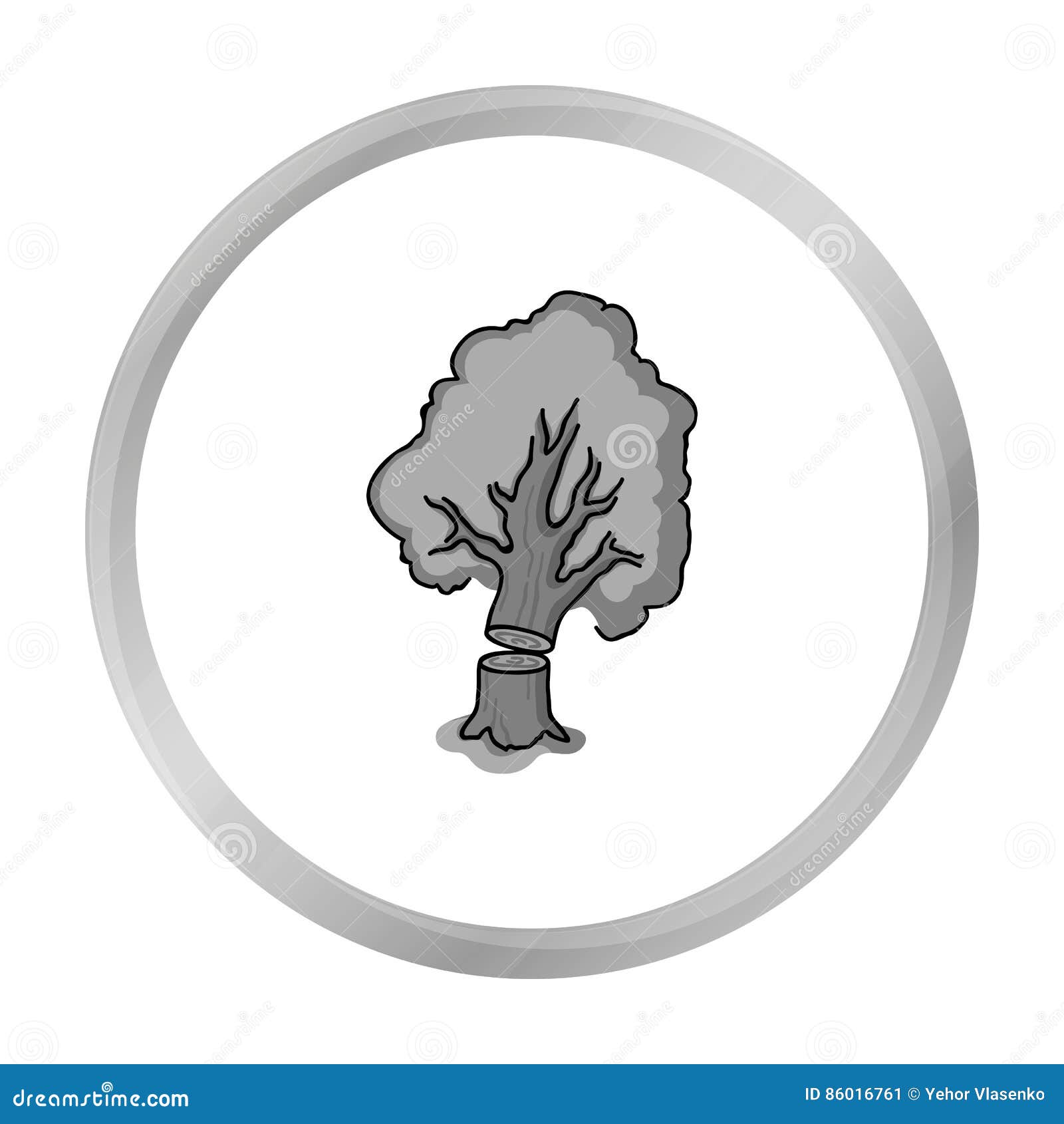 Falling Tree Icon in Monochrome Style Isolated on White. Sawmill and ...