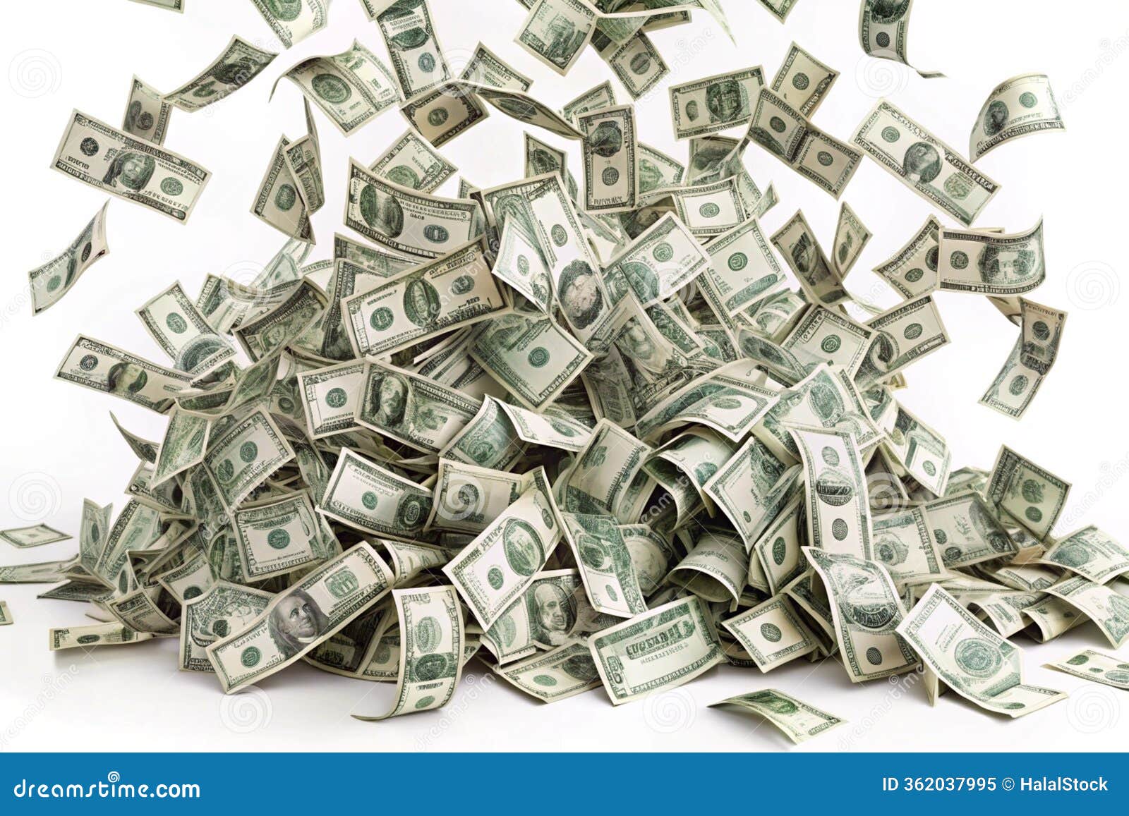 Falling US Dollars Isolated on White Stock Illustration - Illustration ...