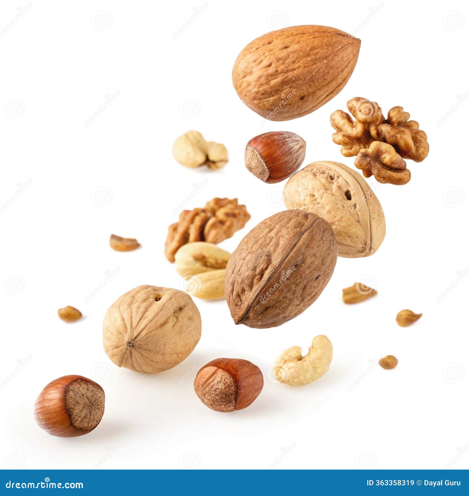 Falling Various Nuts Set stock illustration. Illustration of healthy ...