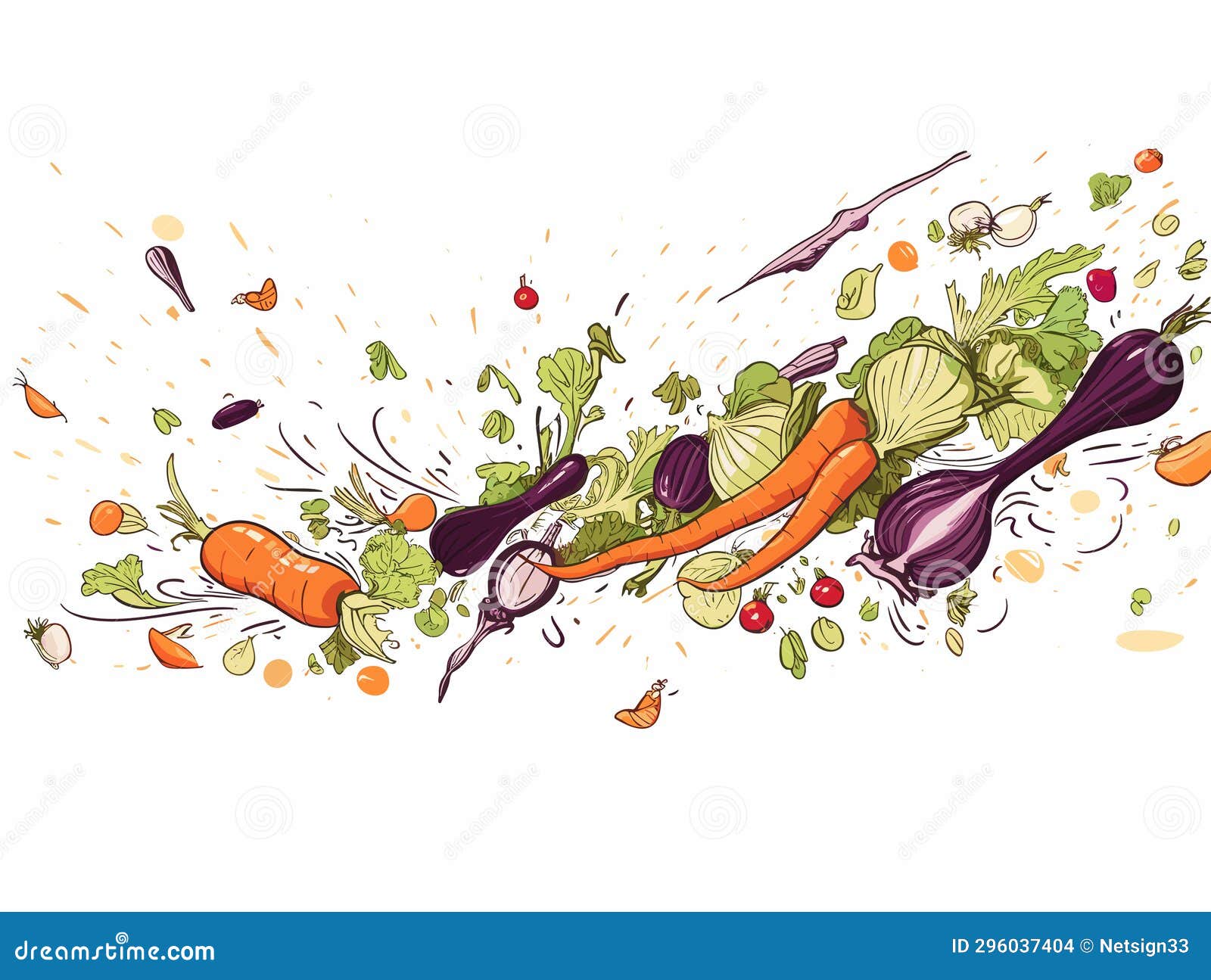 Falling Vegetables in Hand-drawn Style Stock Illustration ...