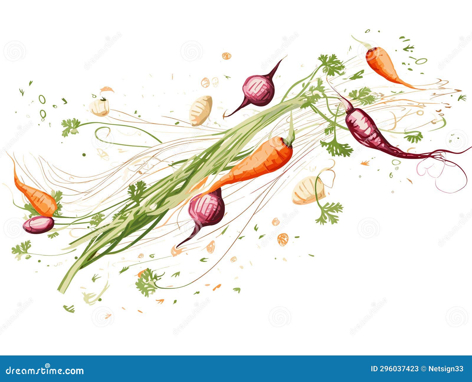 Falling Vegetables in Hand-drawn Style Stock Illustration ...