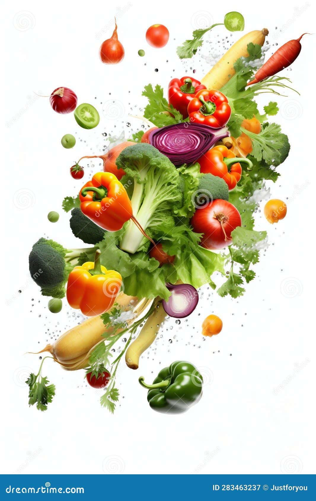 Falling Vegetables Isolated on White Background. Generative Ai Stock ...