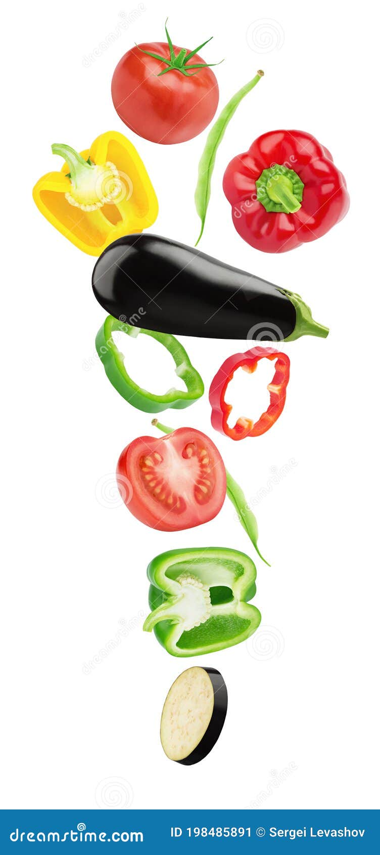 Fresh Falling Vegetables on a White Background. Stock Image - Image of ...