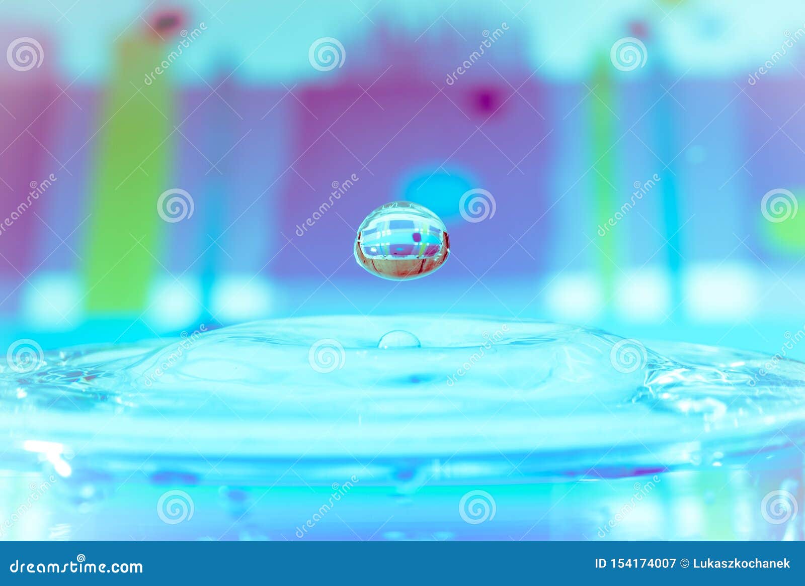 Falling Water Drop on Ocean Blue Background Stock Image - Image of ...