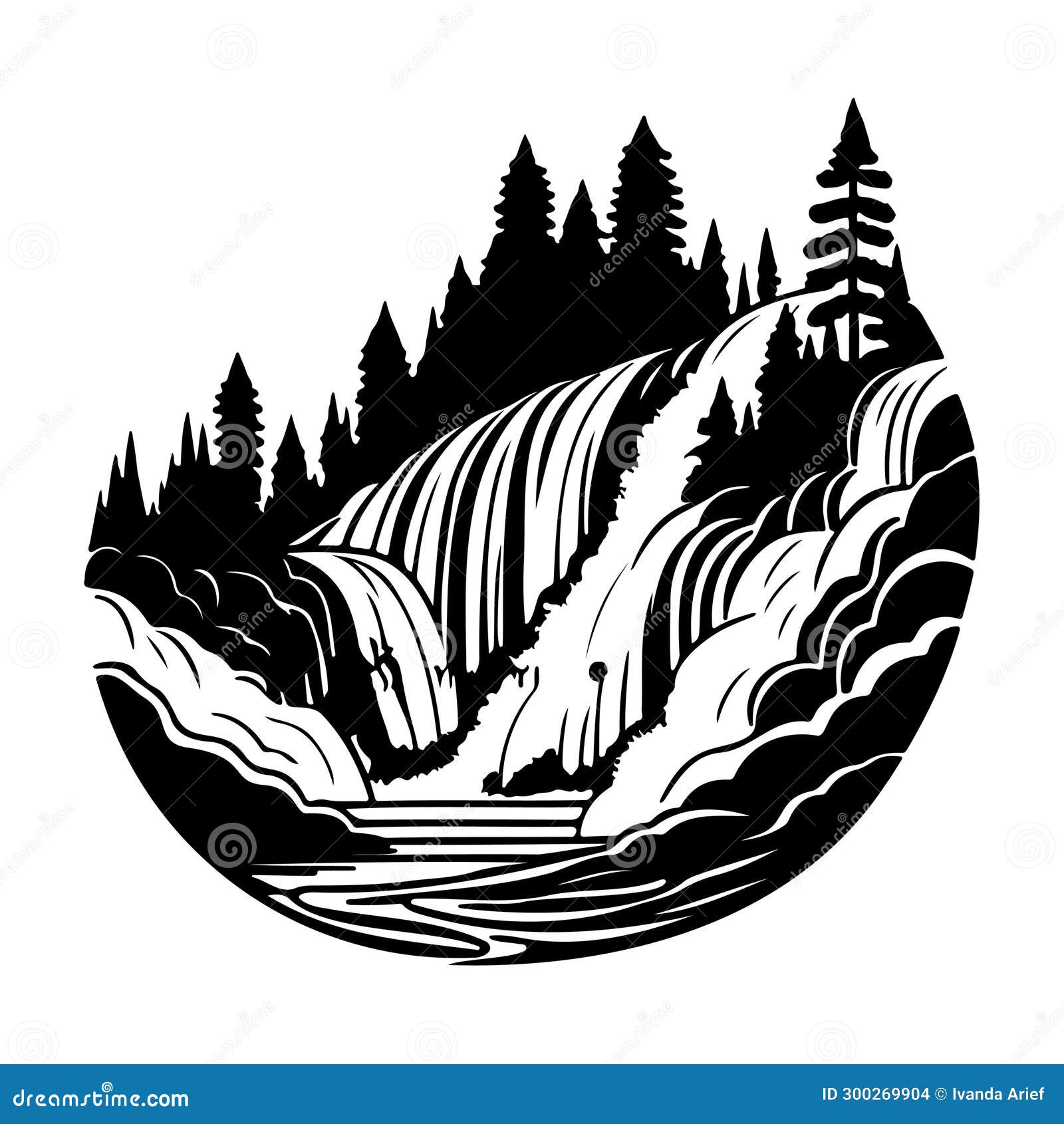 Falling Water River Icon Hand Draw Black Colour Mythical Logo Symbol ...