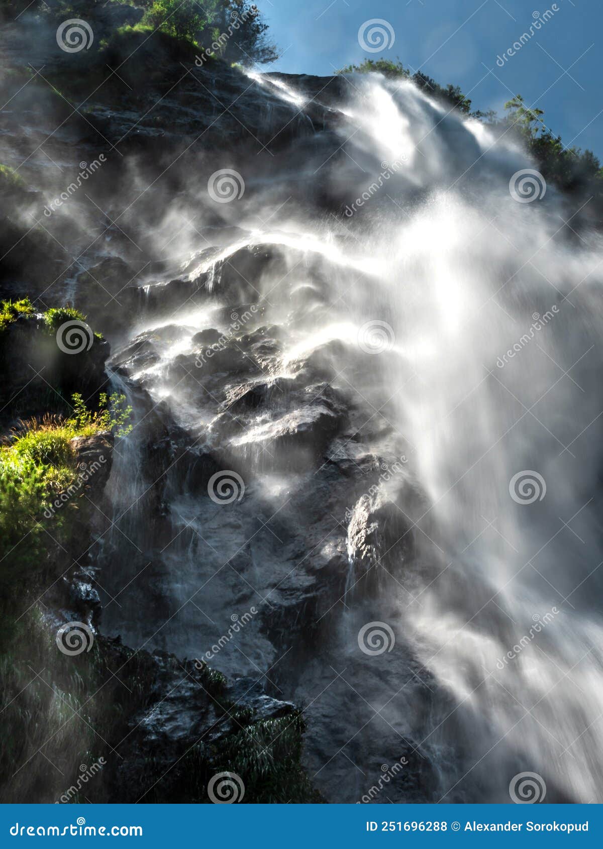 Falling Water in a Waterfall Creates a Cloud of Water Dust Stock Photo ...