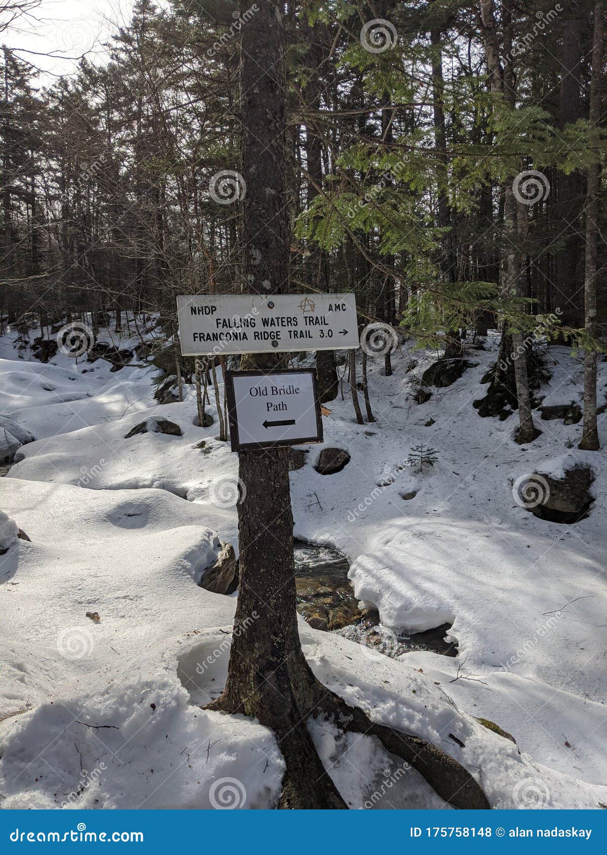 Falling waters trail sign stock photo. Image of waters - 175758148