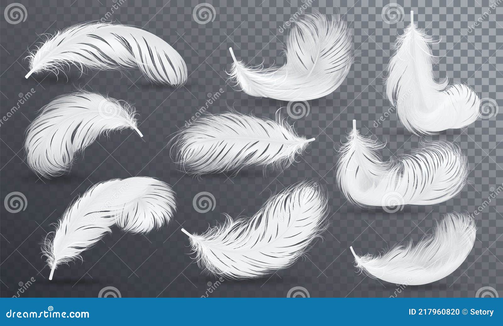 Falling White Feathers Vector Realistic Illustration | CartoonDealer ...