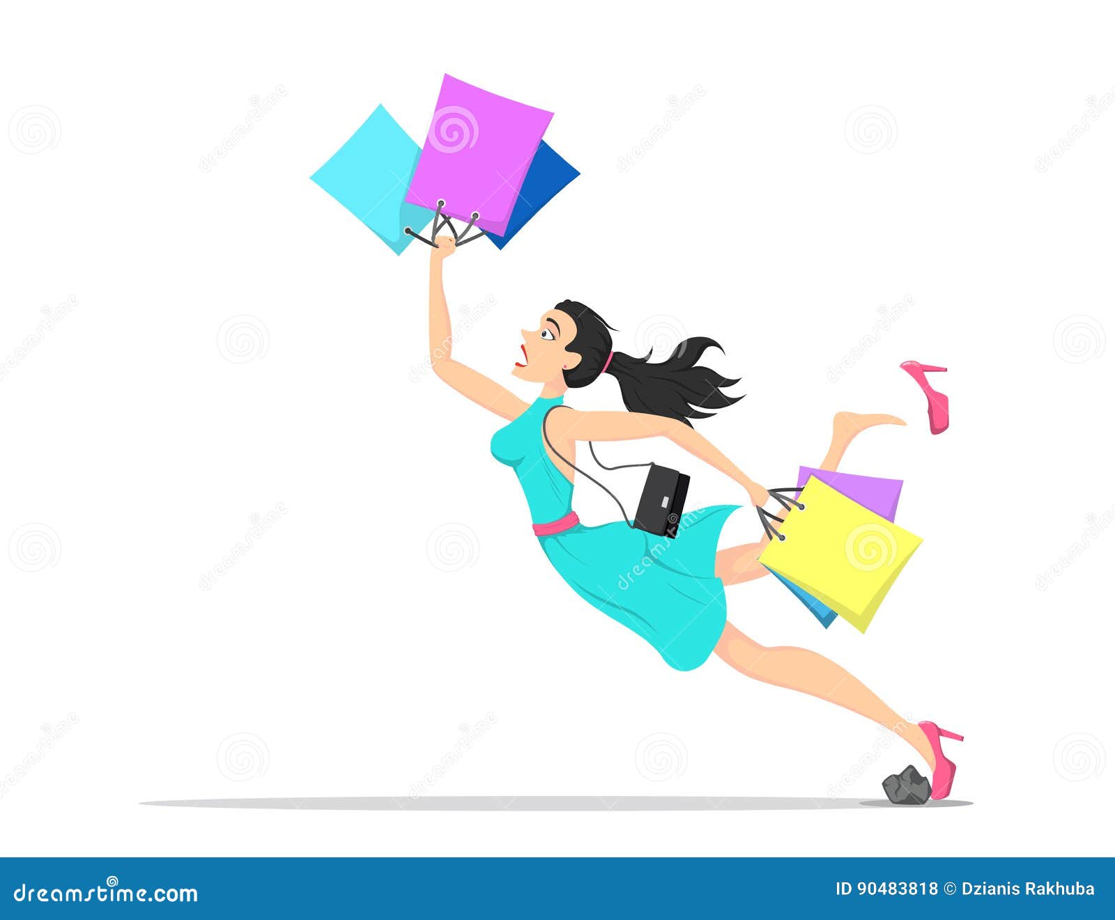 Falling woman stock vector. Illustration of life, cartoon - 90483818