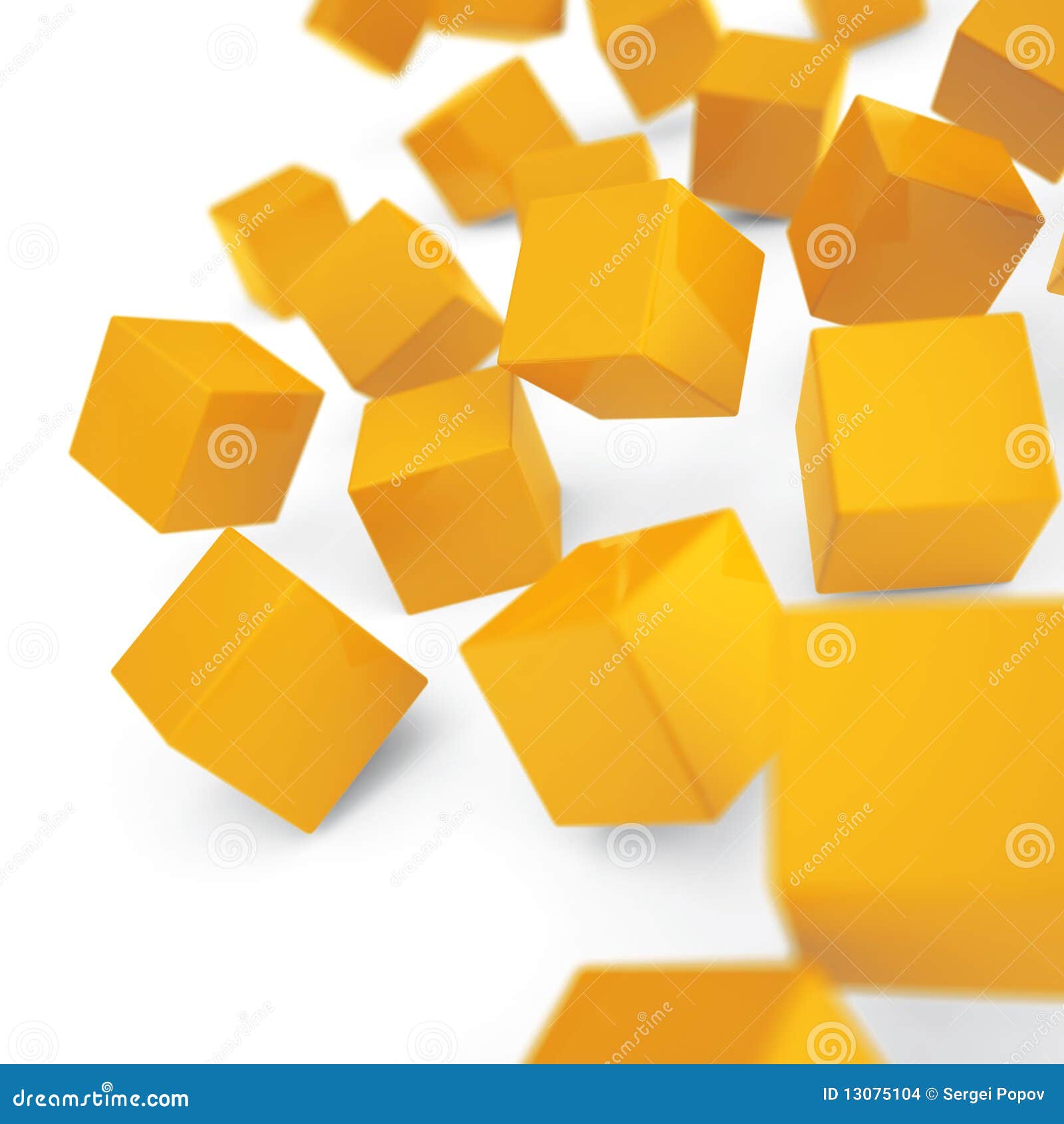 Falling yellow cubes stock photo. Image of connection - 13075104