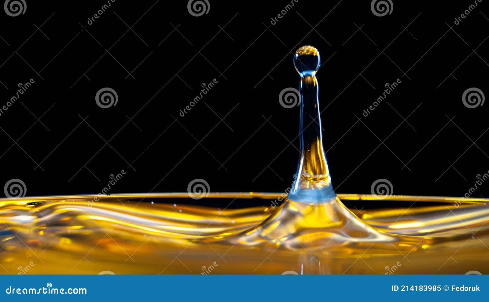 Falling Yellow Drop on a Black Background Stock Image - Image of ...