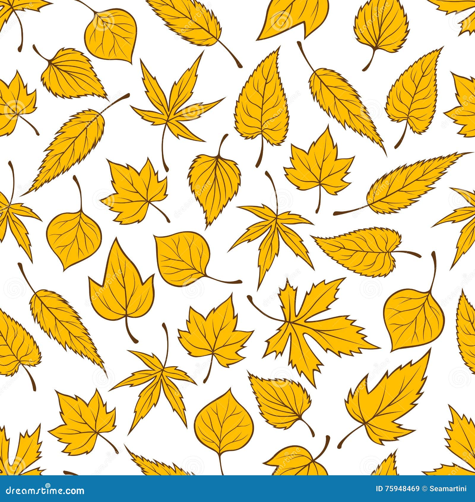 Falling Yellow Leaves Seamless Pattern Background Stock Vector ...