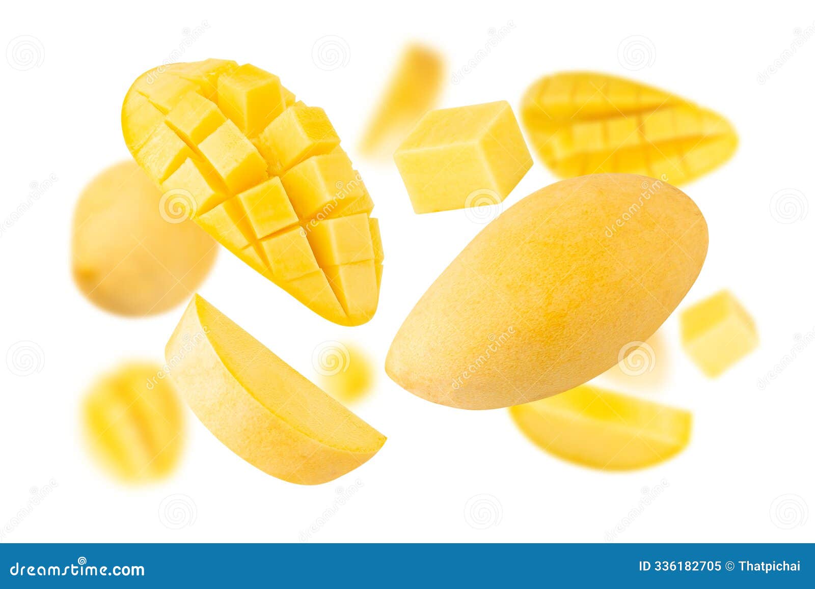 Falling Yellow Mango Isolated on White Background with Clipping Path ...