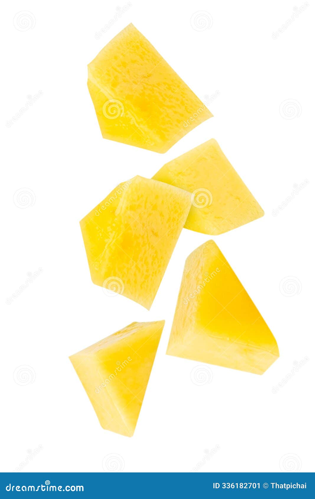 Falling Yellow Mango Slices Isolated on White Background with Clipping ...