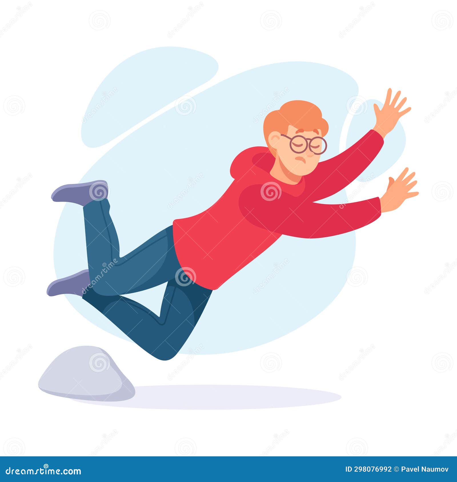 Falling Young Man Character Slip on the Ground Vector Illustration ...