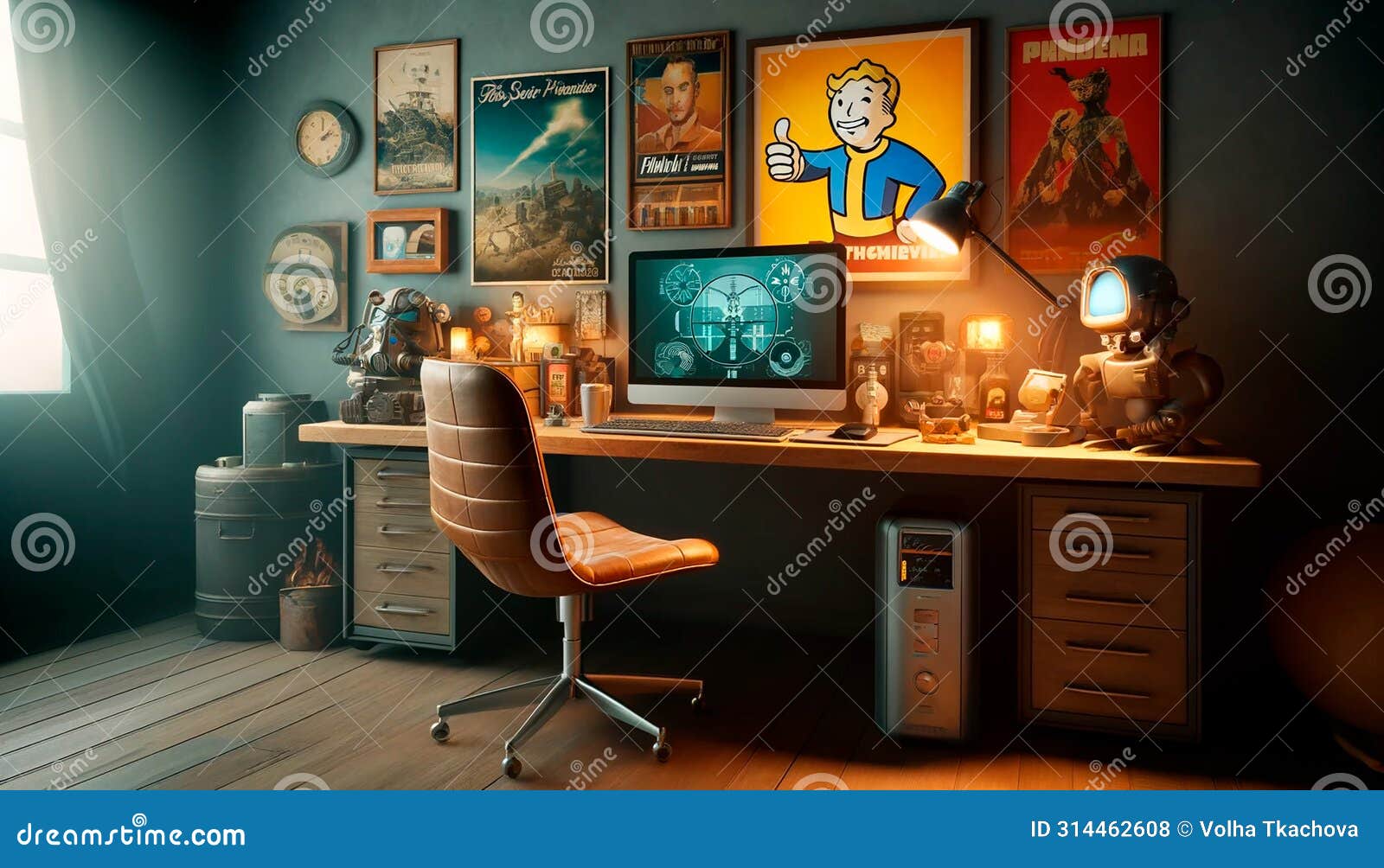 Computer Desk in Fallout Style Stock Photo - Image of table, style ...