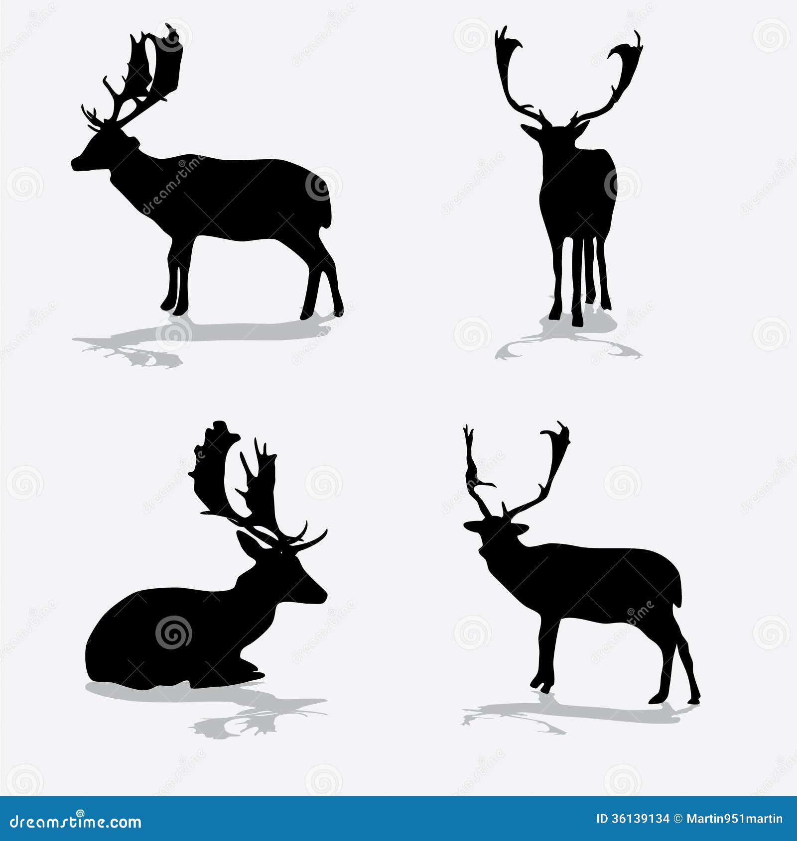 Fallow Deer Silhouette Icons Eps10 Stock Vector - Illustration of ...