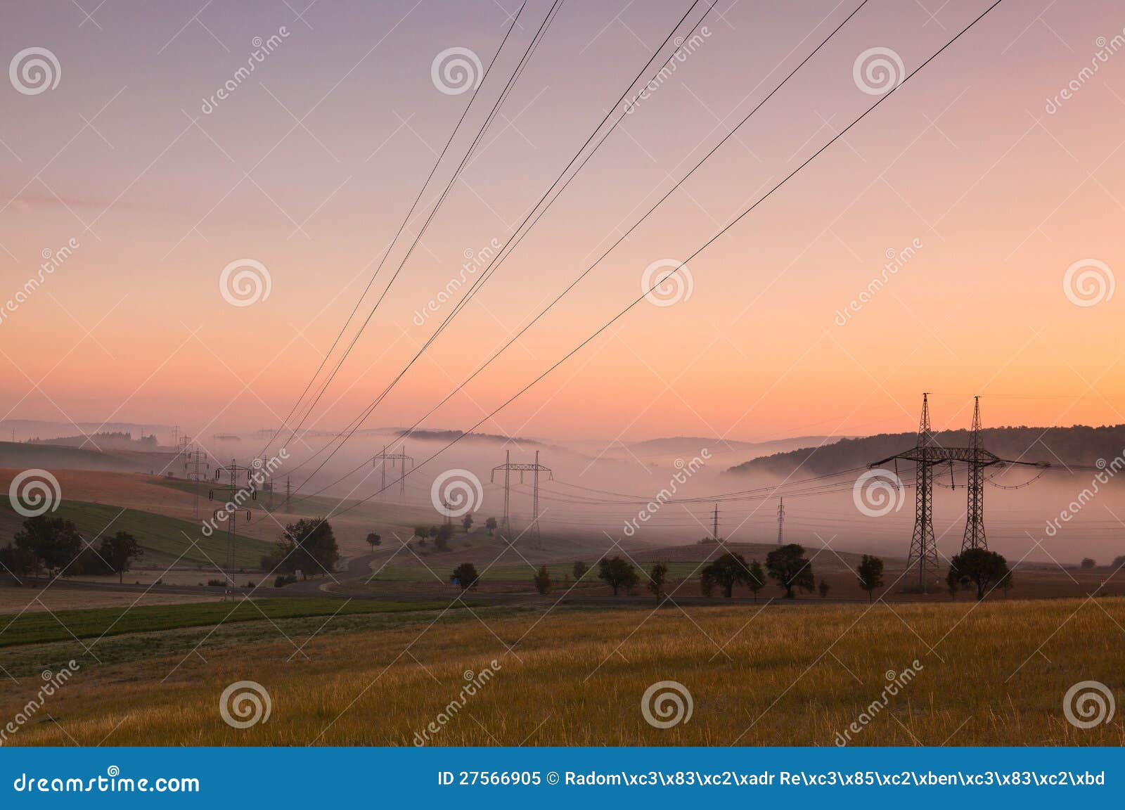 The Fallow Fields in Autumn in the Mist Stock Image - Image of farm ...