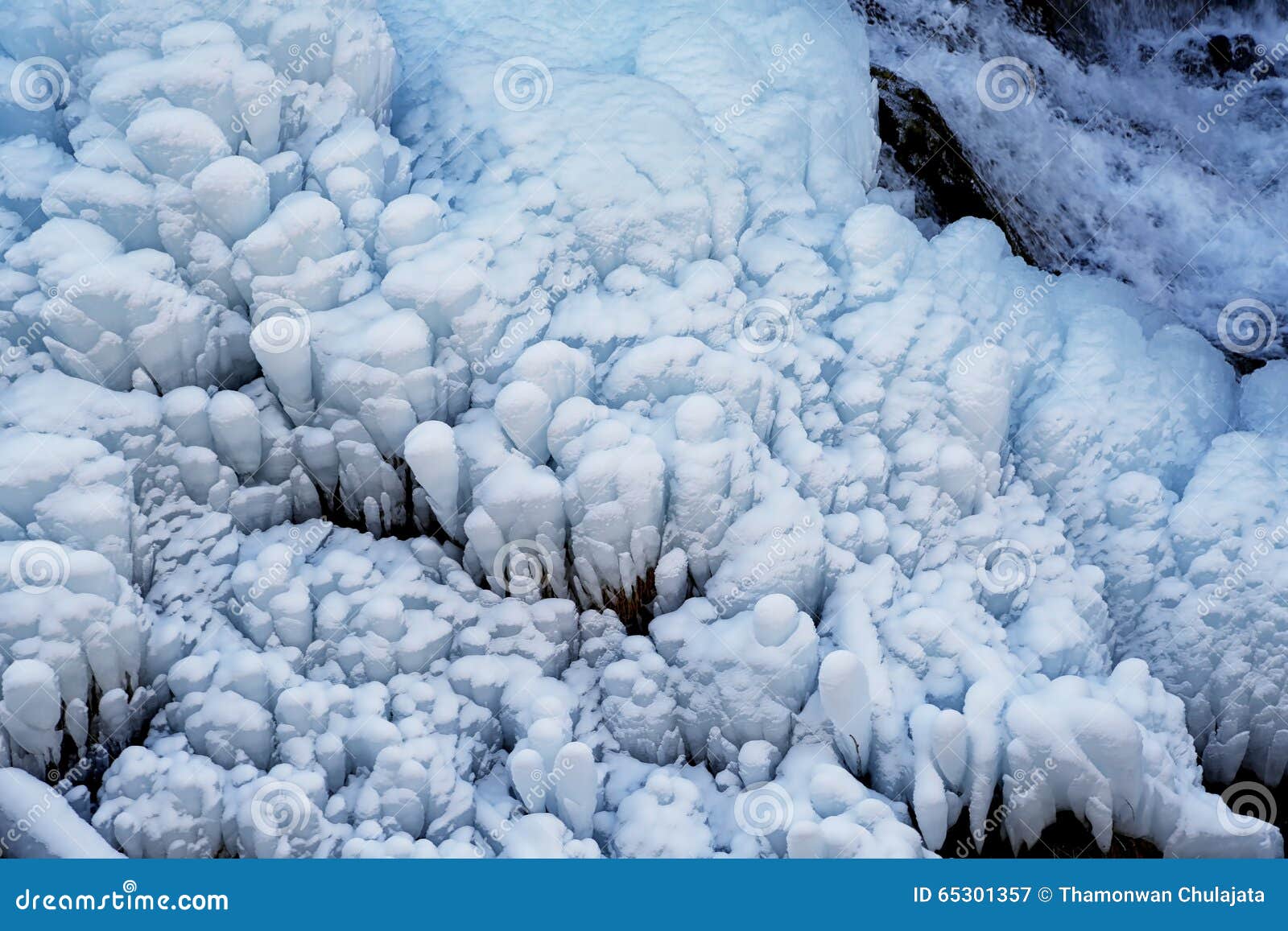 Falls Covered with Snow and Ice Stock Image - Image of sunshine ...
