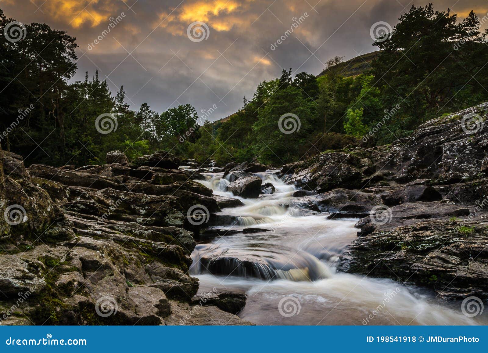 The Falls of Dochart at Dusk, Killin, Highlands, Scotland Stock Photo ...
