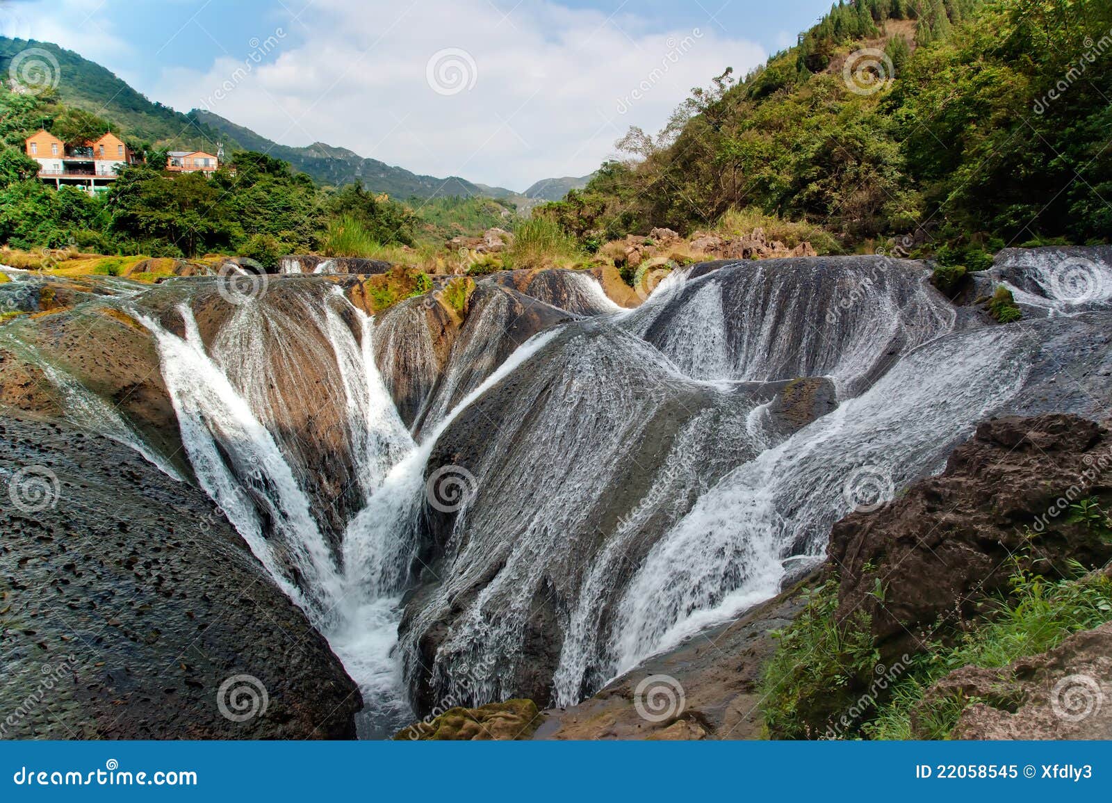 The Falls Shaped Like Pearls Fall into the Pit Stock Image - Image of ...