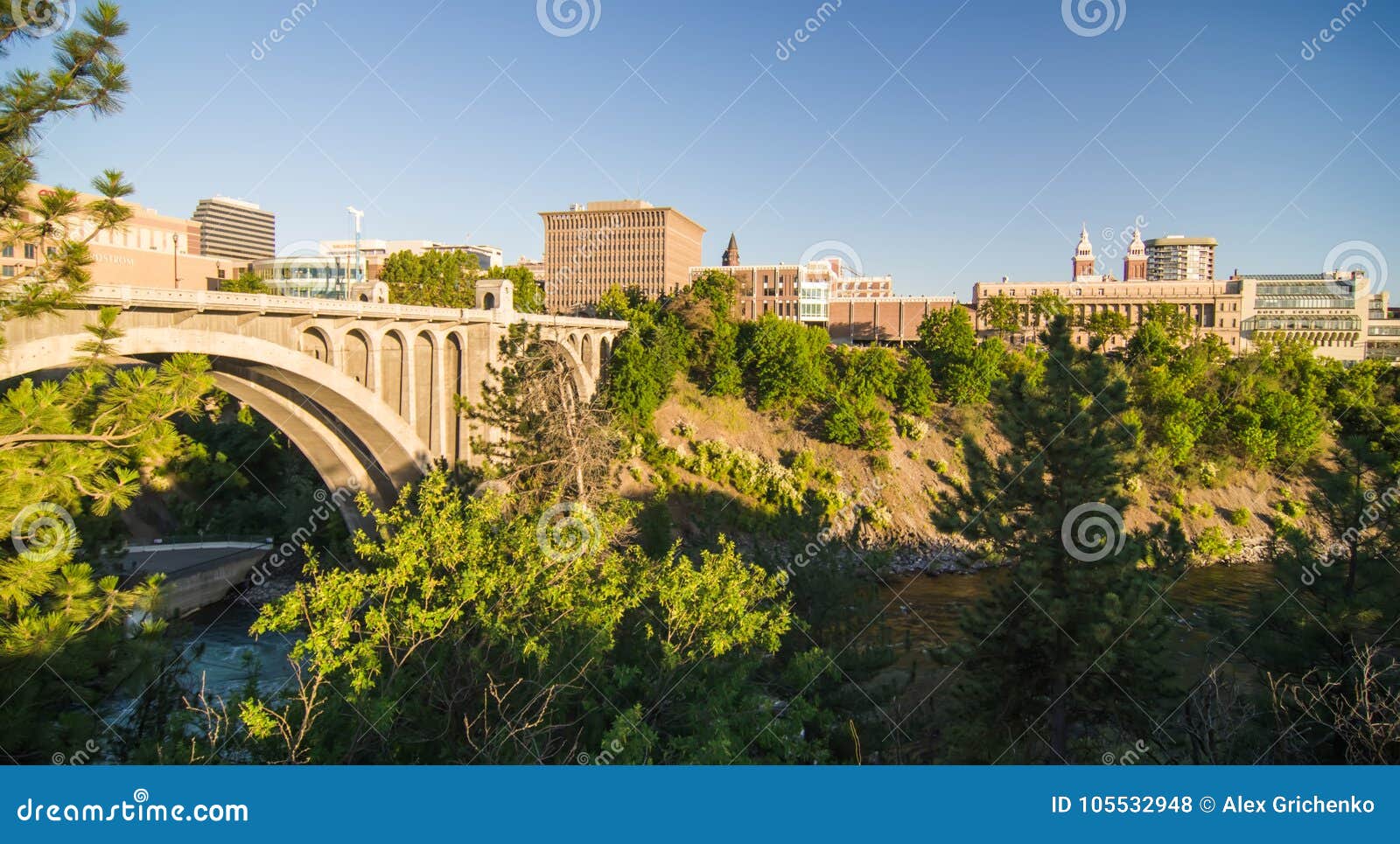 Falls and the Washington Water Power Building Along the Spokane Stock ...