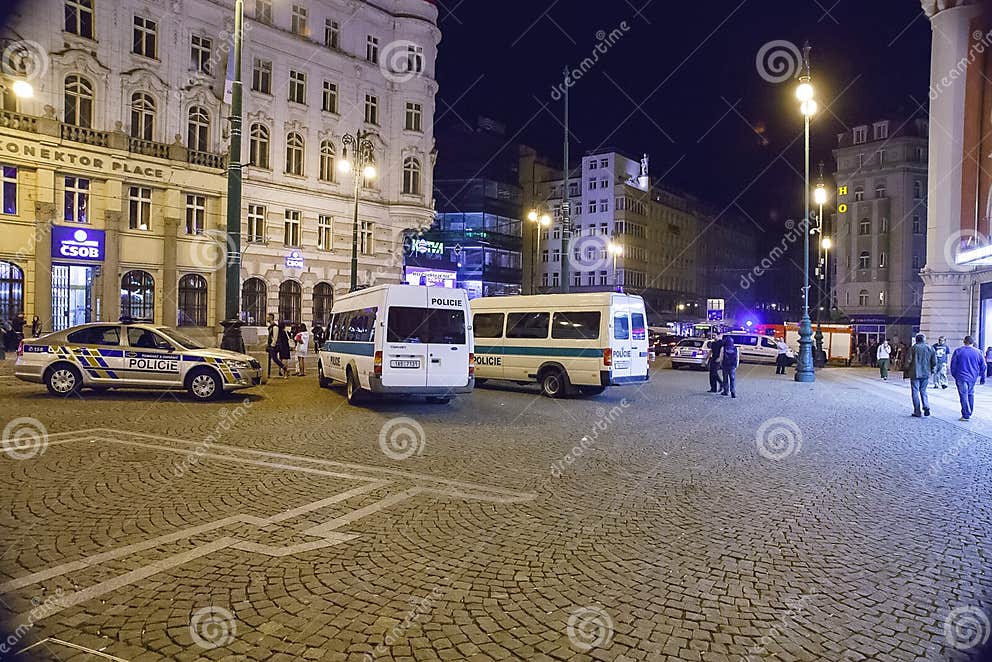 False Bomb Attack in Prague Editorial Stock Photo - Image of road ...