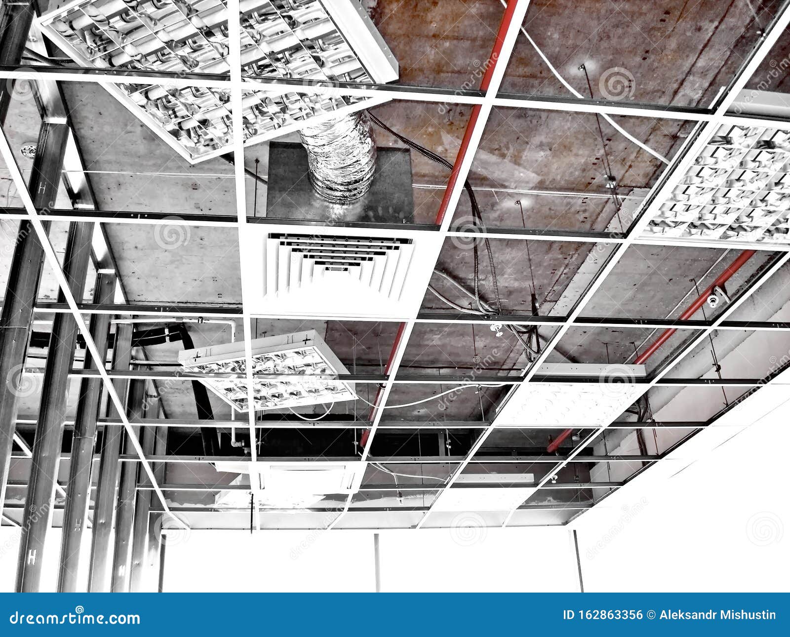 False Ceiling Installation stock photo. Image of finishing - 162863356