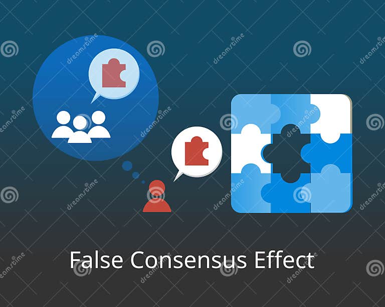 False Consensus Effect or Consensus Bias Stock Vector - Illustration of ...