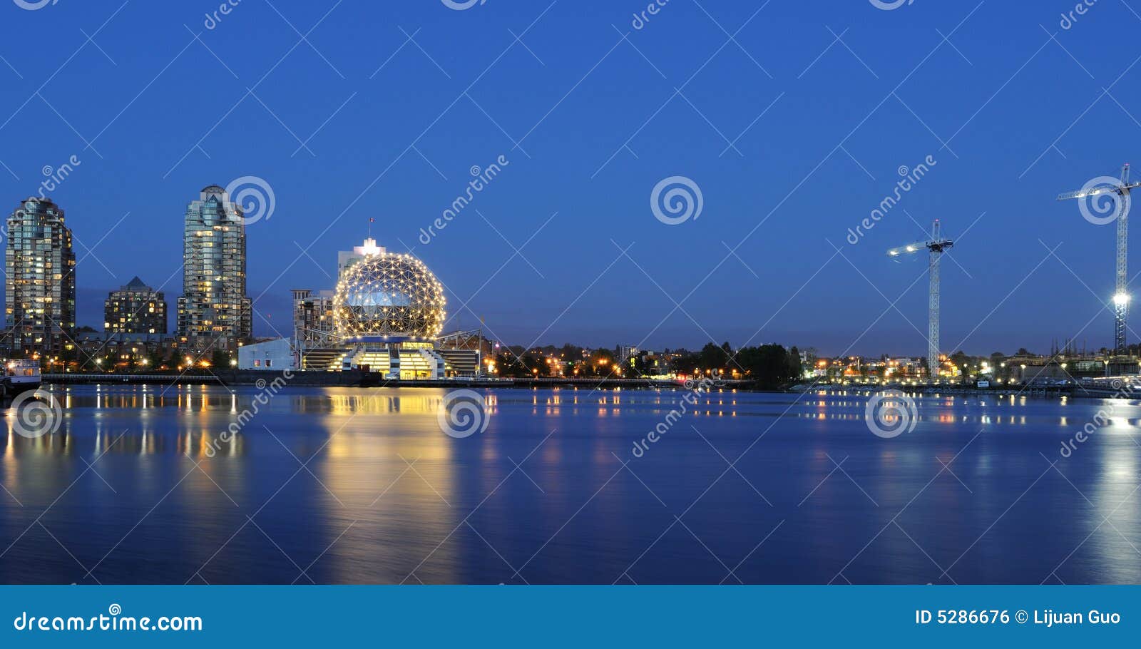 False Creek Night Scene with Science World Globe Editorial Photo ...