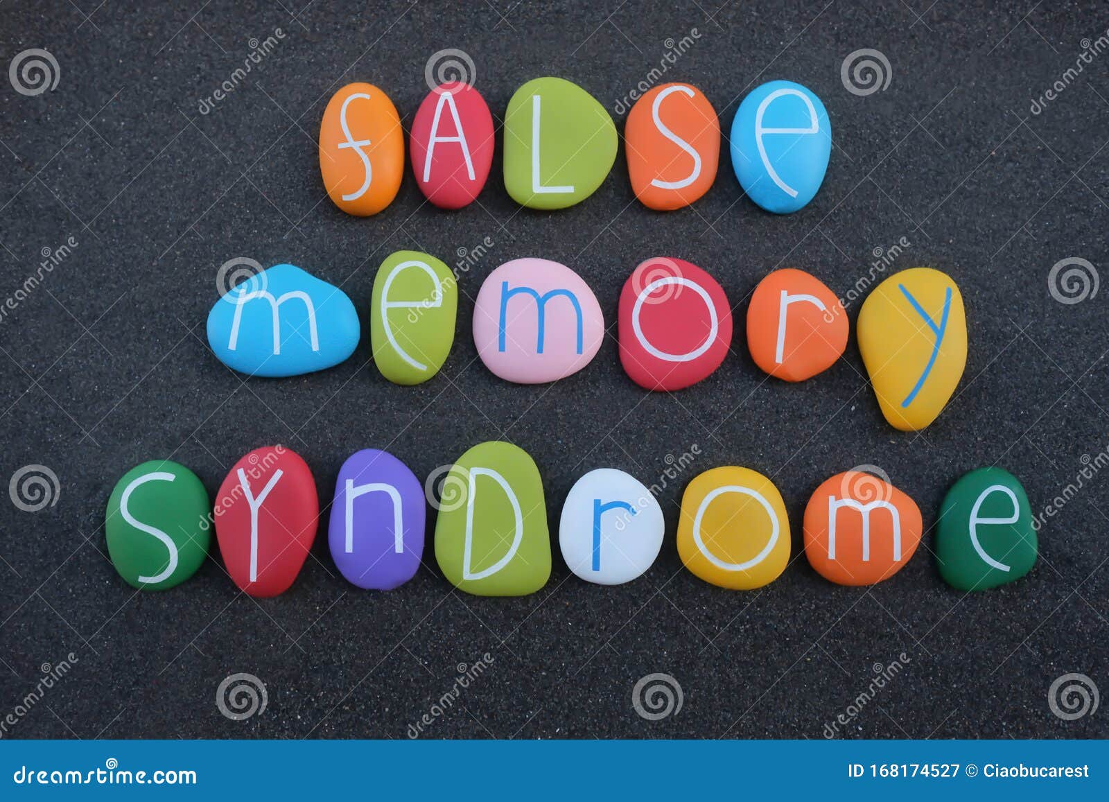 False Memory Syndrome Text Composed with Creative Painted Stone Letters ...