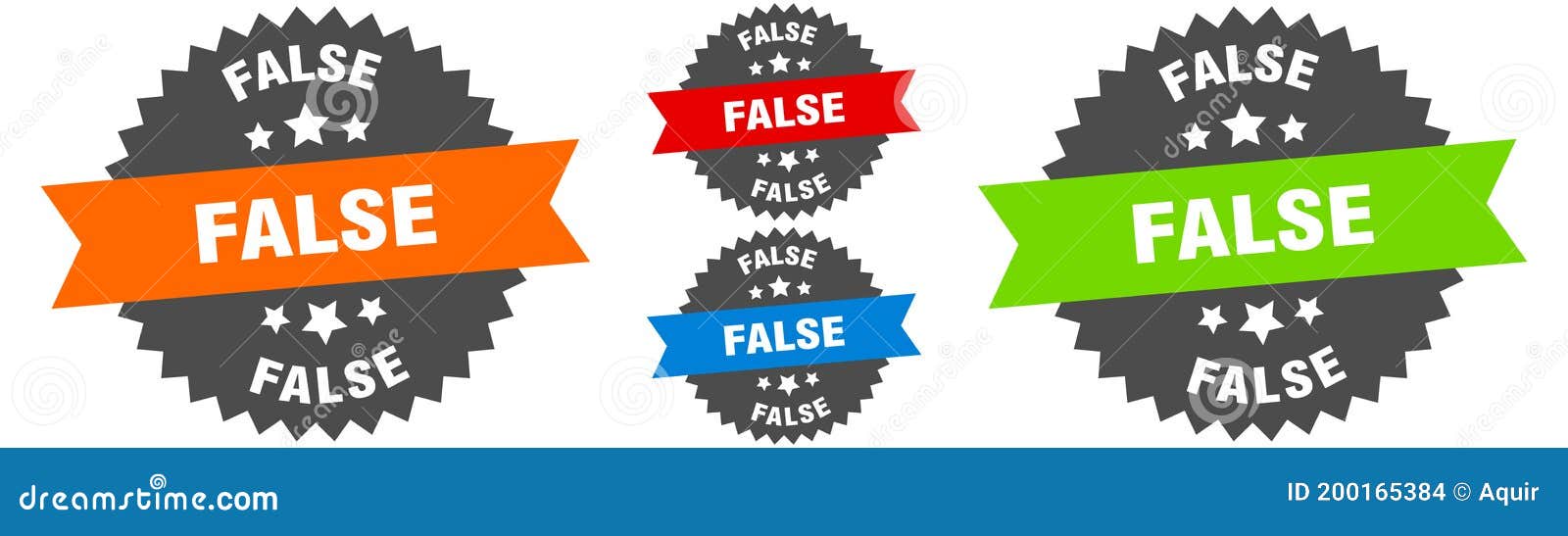 False Sign. Round Ribbon Label Set. Seal Stock Vector - Illustration of ...