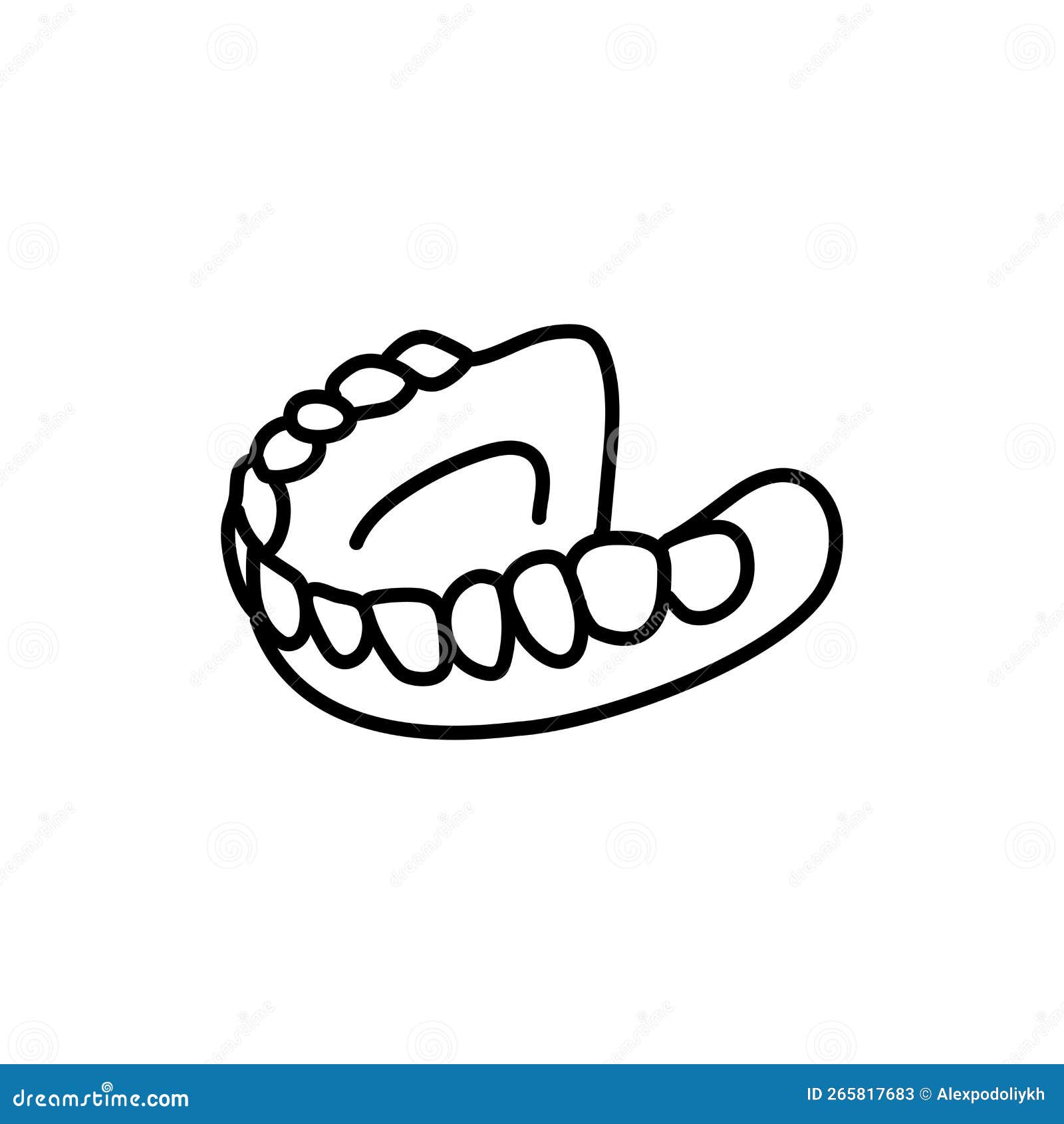 False Teeth Line Icon. Dental Prosthetic Stock Vector - Illustration of ...